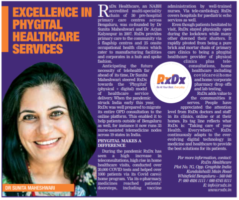 RxDx features in the TIMES Health Excellence 2020 List - RxDx Clinics